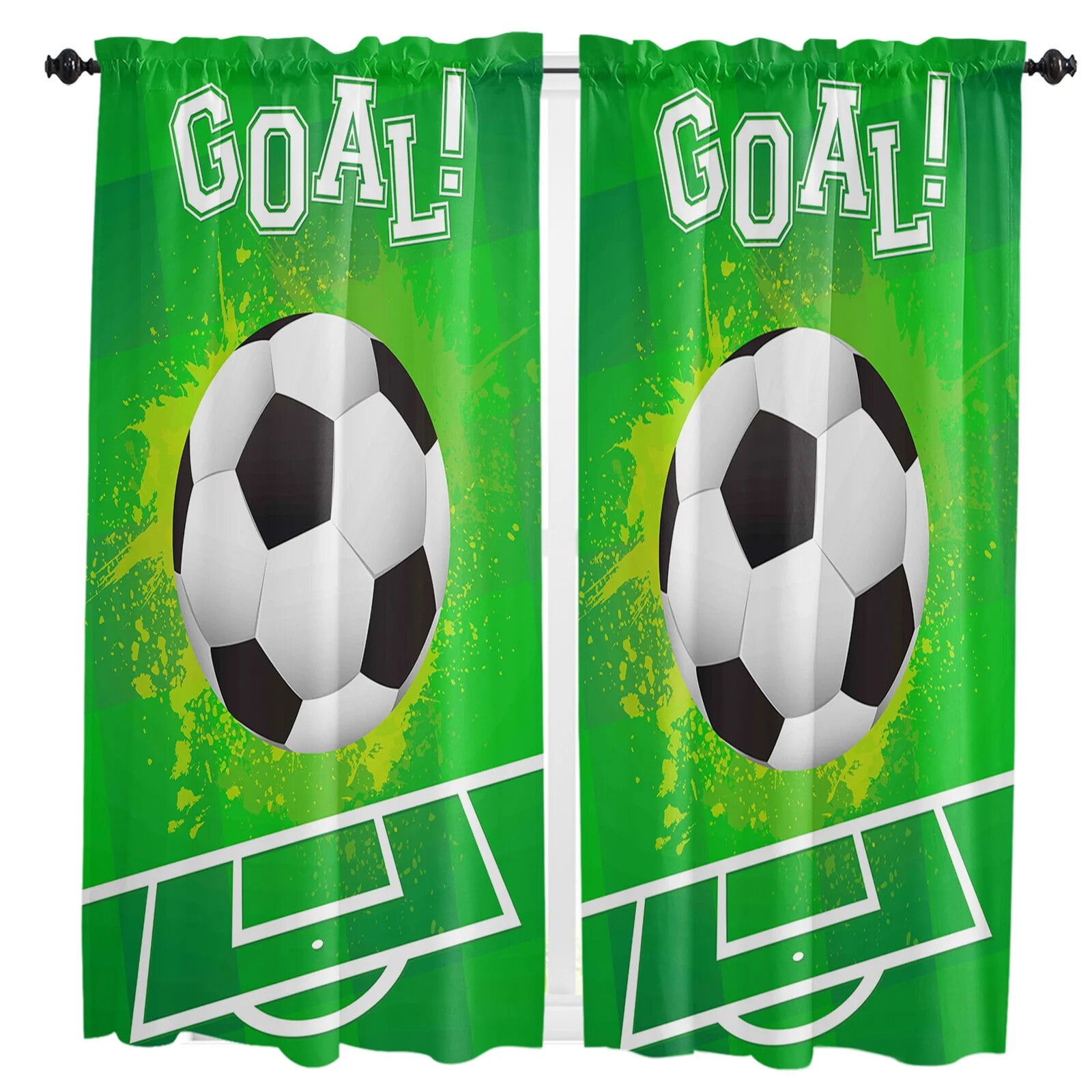 Soccer Football Net Sketch Curtain For Living Room Kids Bedroom Kitchen ...