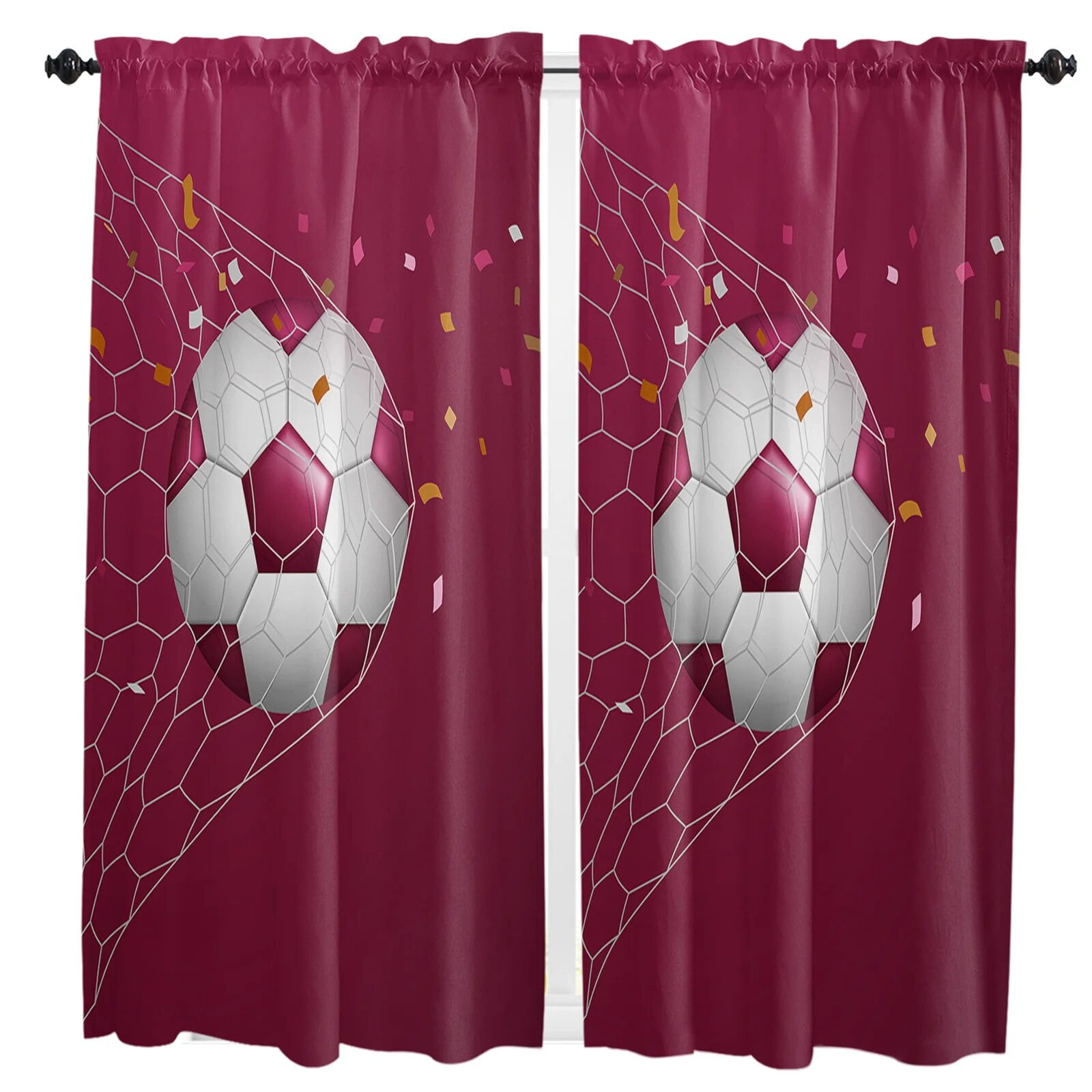 Soccer Football Net Sketch Curtain For Living Room Kids Bedroom Kitchen ...