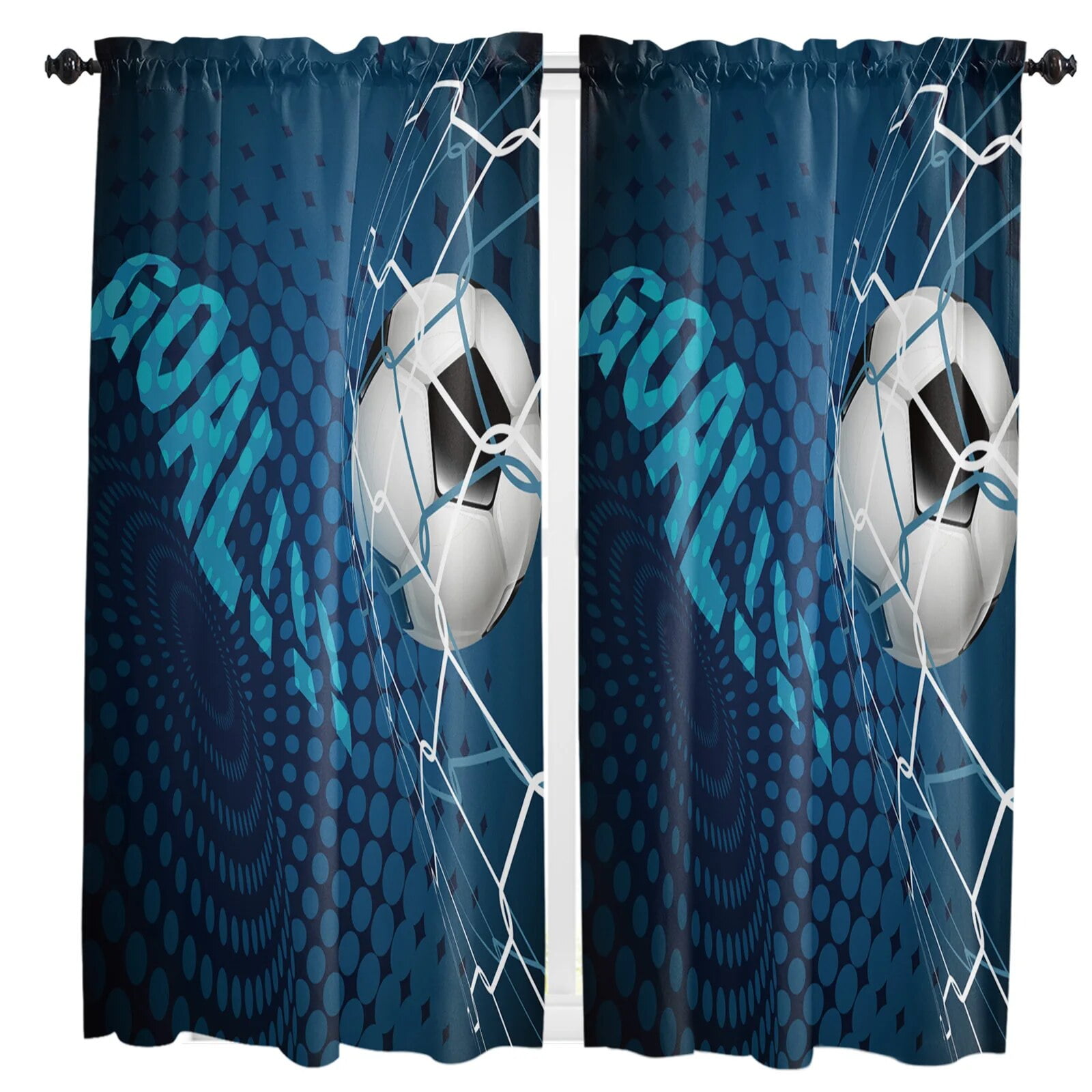 Soccer Football Net Sketch Curtain For Living Room Kids Bedroom Kitchen ...