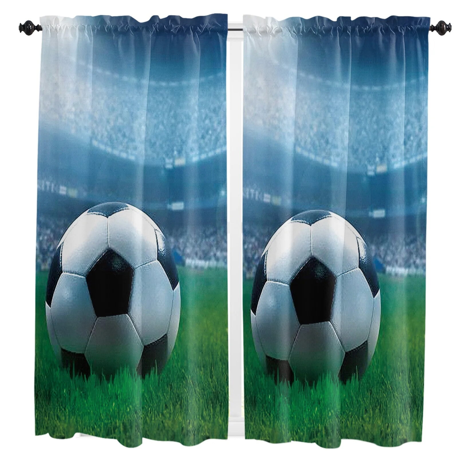 Soccer Football Net Sketch Curtain For Living Room Kids Bedroom Kitchen ...