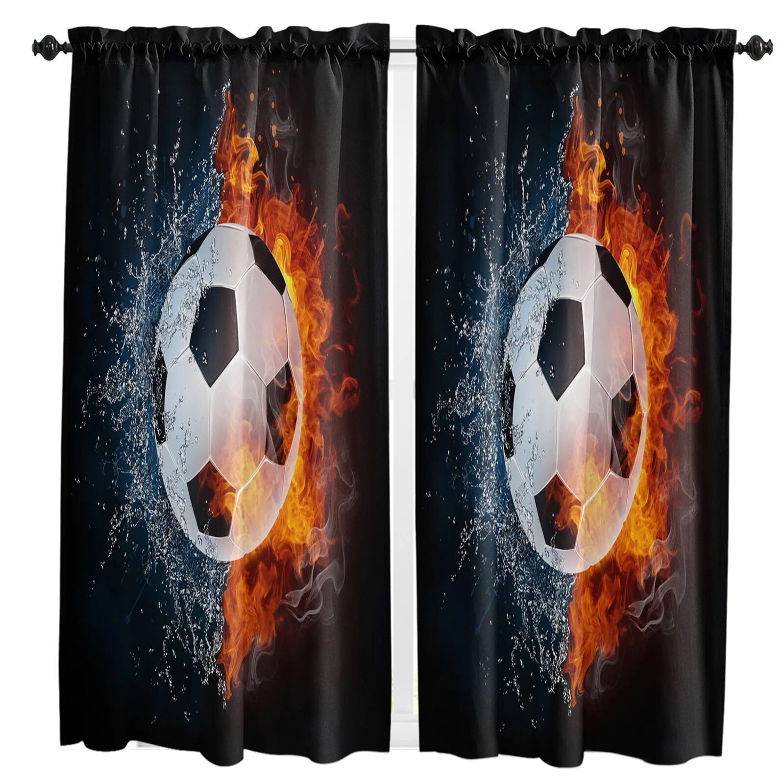 Soccer Football Net Sketch Curtain For Living Room Kids Bedroom Kitchen ...