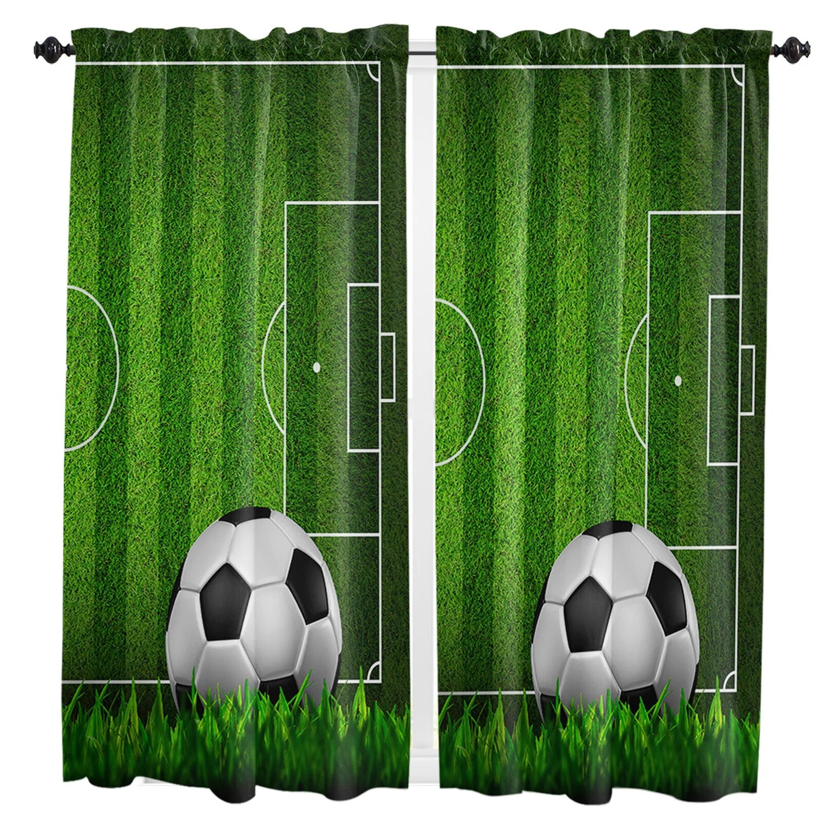 Soccer Football Net Sketch Curtain For Living Room Kids Bedroom Kitchen ...