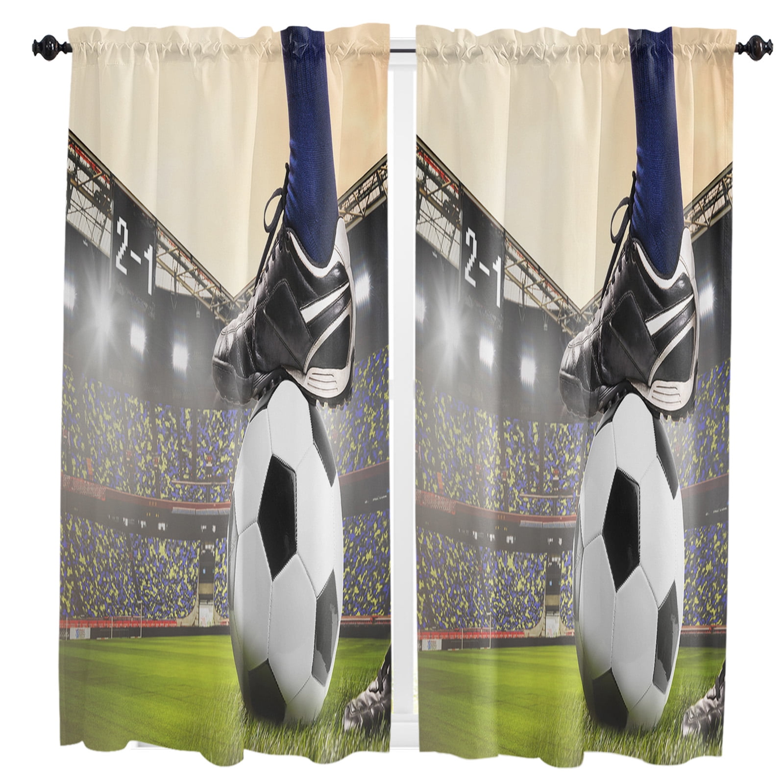 Soccer Football Net Sketch Curtain For Living Room Kids Bedroom Kitchen ...