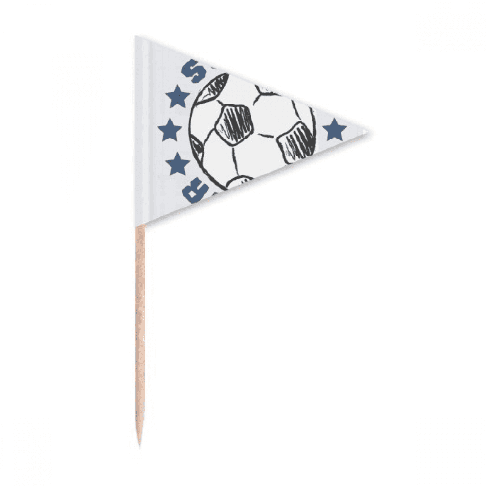 Soccer Football Sports Drawing Toothpick Triangle Cupcake Toppers Flag ...