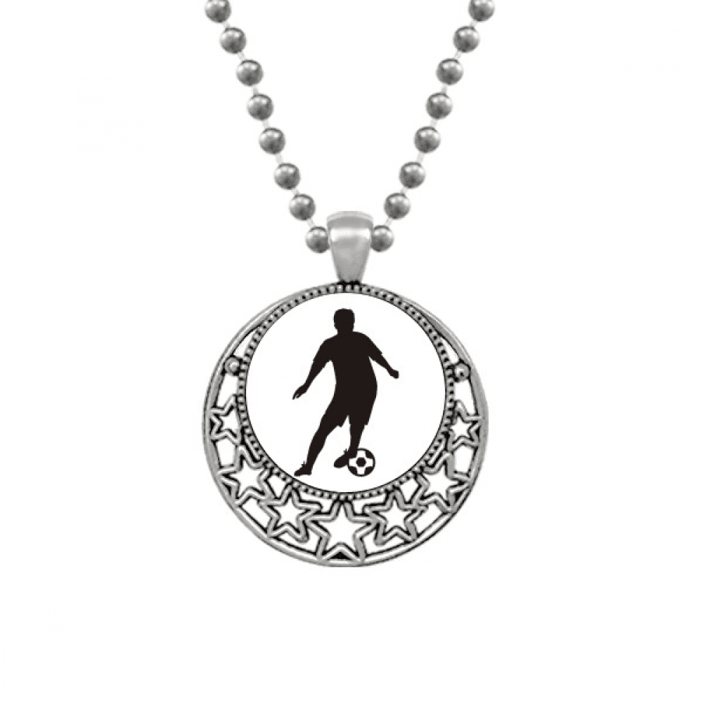 Soccer Football Sports Outline Necklaces Pendant Retro Moon Stars ...