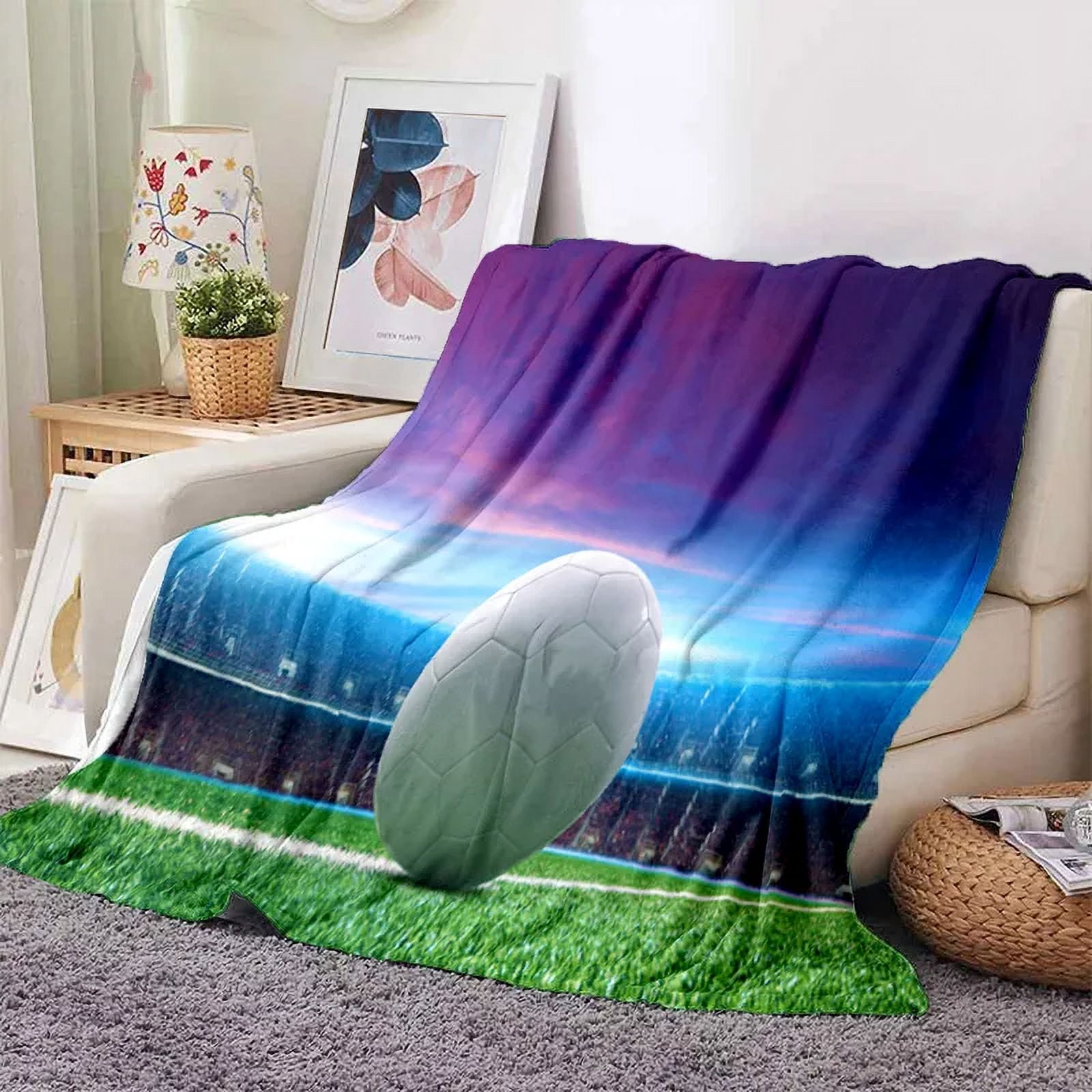 Soccer Football Sports Printing Warm Soft Plush Sofa Bed Throwing ...