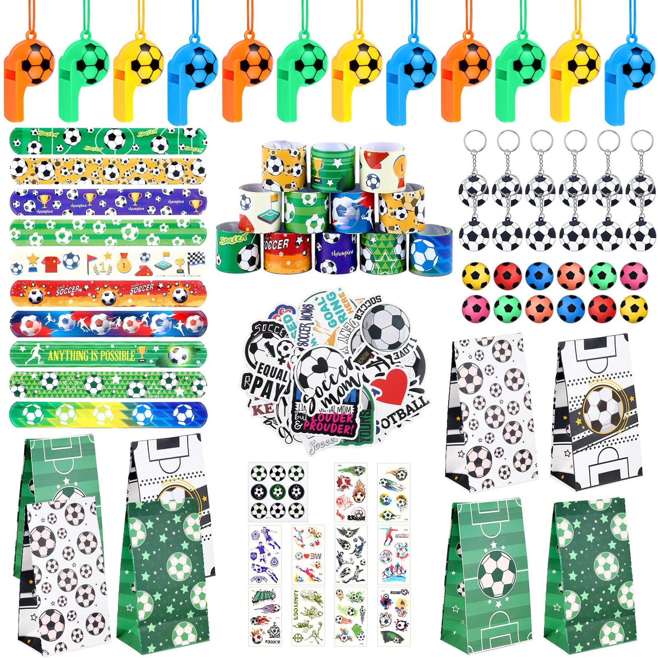 Soccer Fun Pack: Sticker Slap Bracelet Keychain Fidget Toy Whistle ...