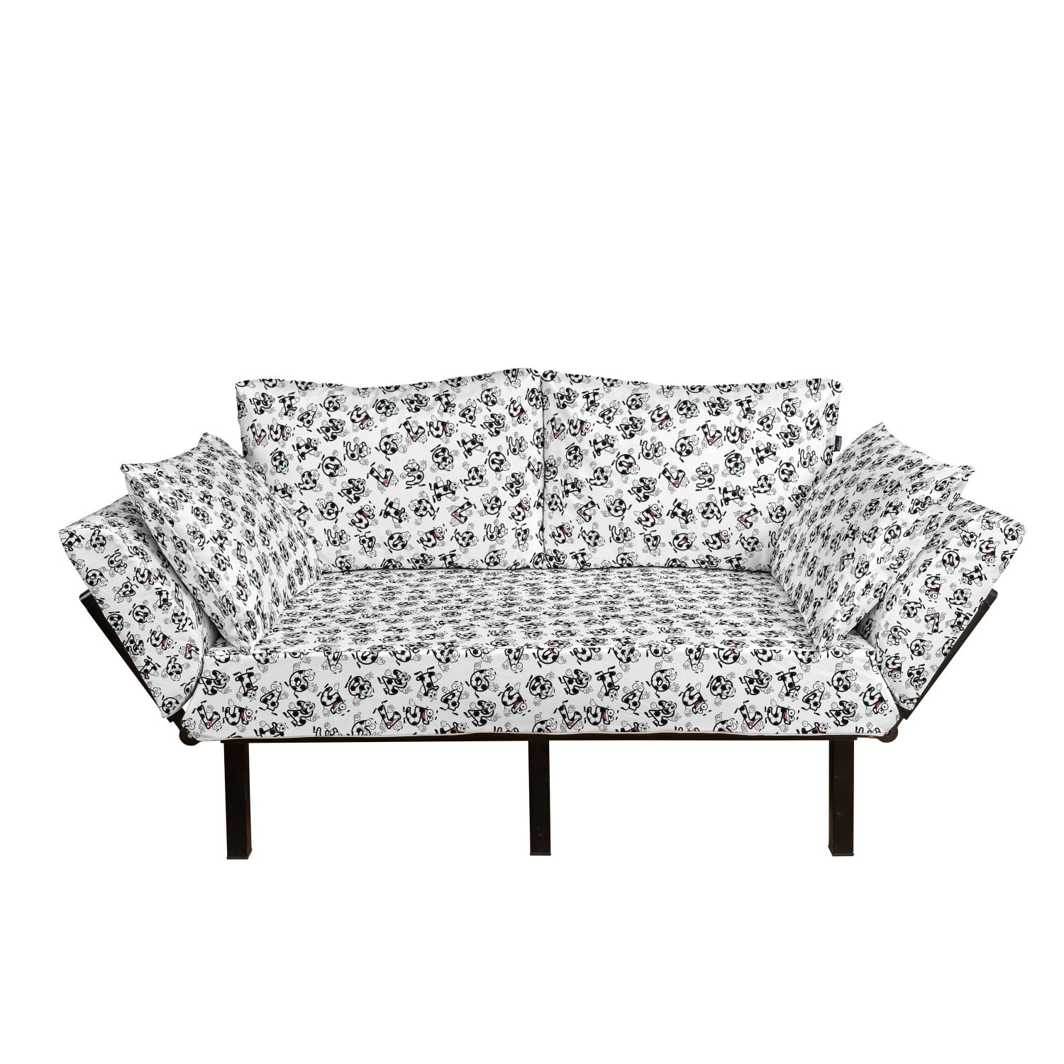 Soccer Futon Couch, Cartoon Funny Football Numbers Pattern of Smiling ...