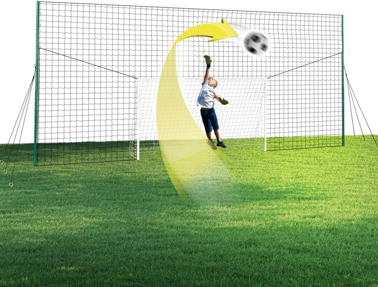 Soccer Goal & Backstop Net with Rebounder | All-in-One Backyard Soccer ...