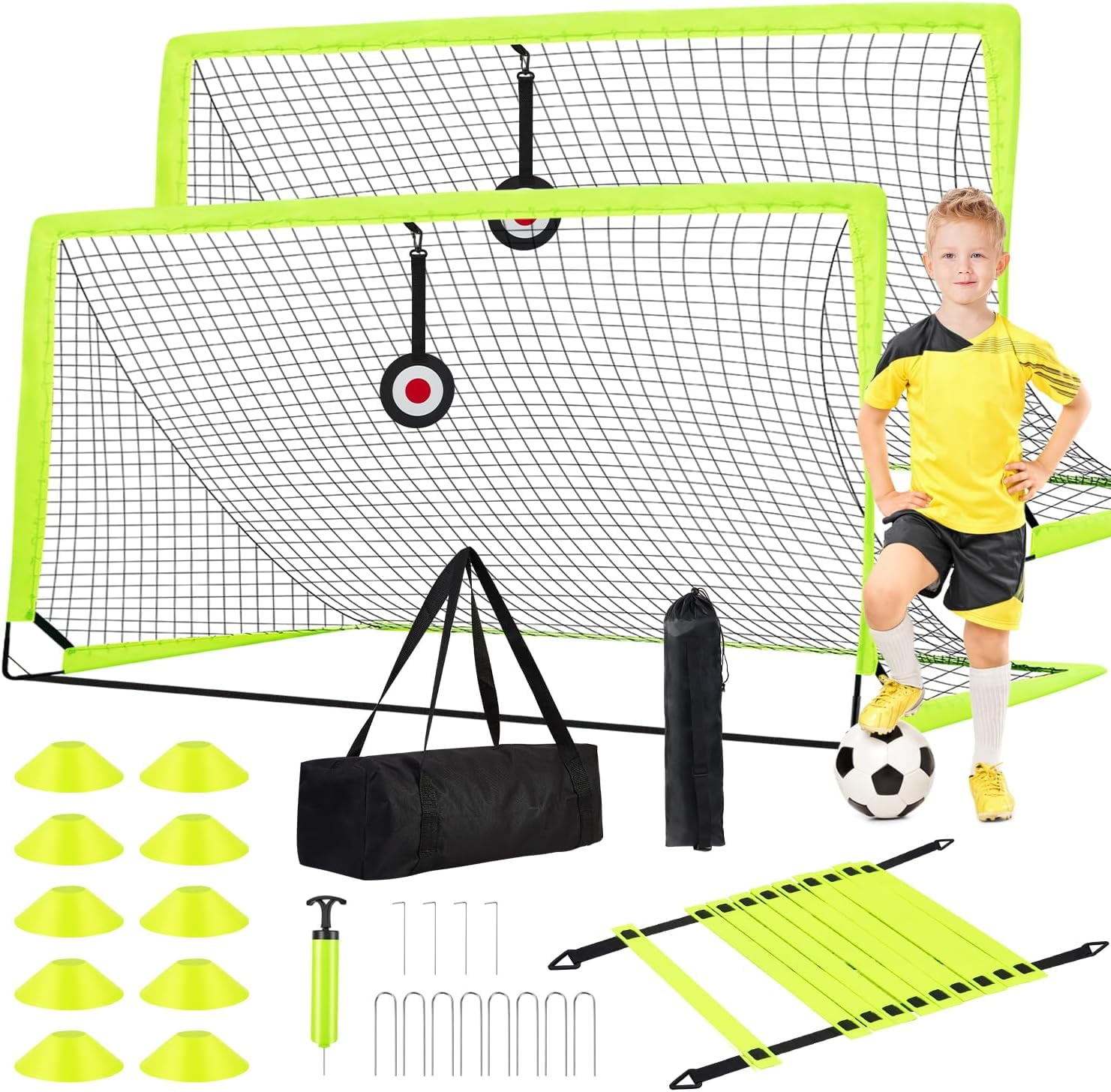 Soccer Goal - Set of 2 Soccer Nets, 6x4 ft Portable Pop Up Soccer Goals ...