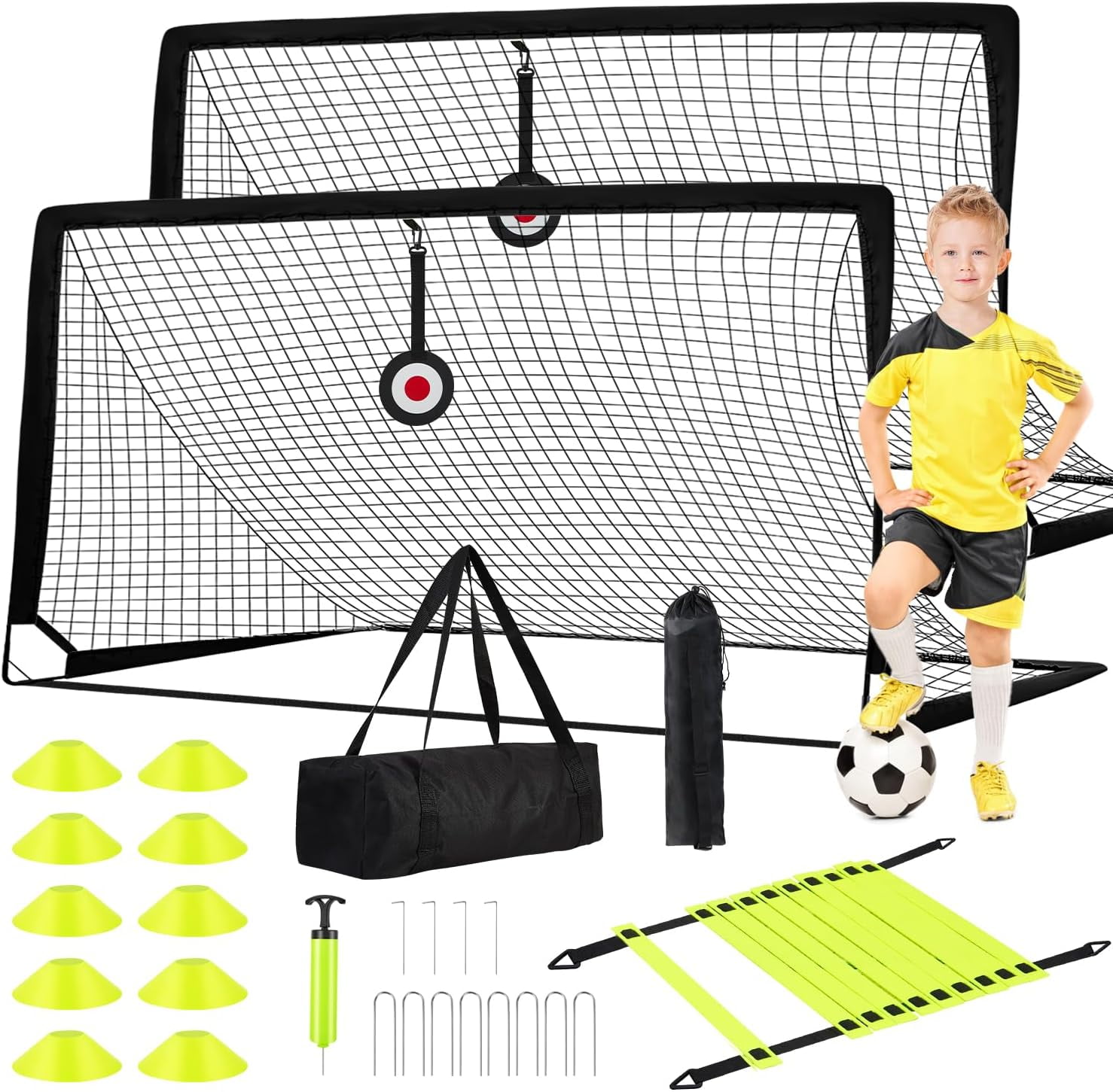 Soccer Goal - Set of 2 Soccer Nets, 6x4 ft Portable Pop Up Soccer Goals ...
