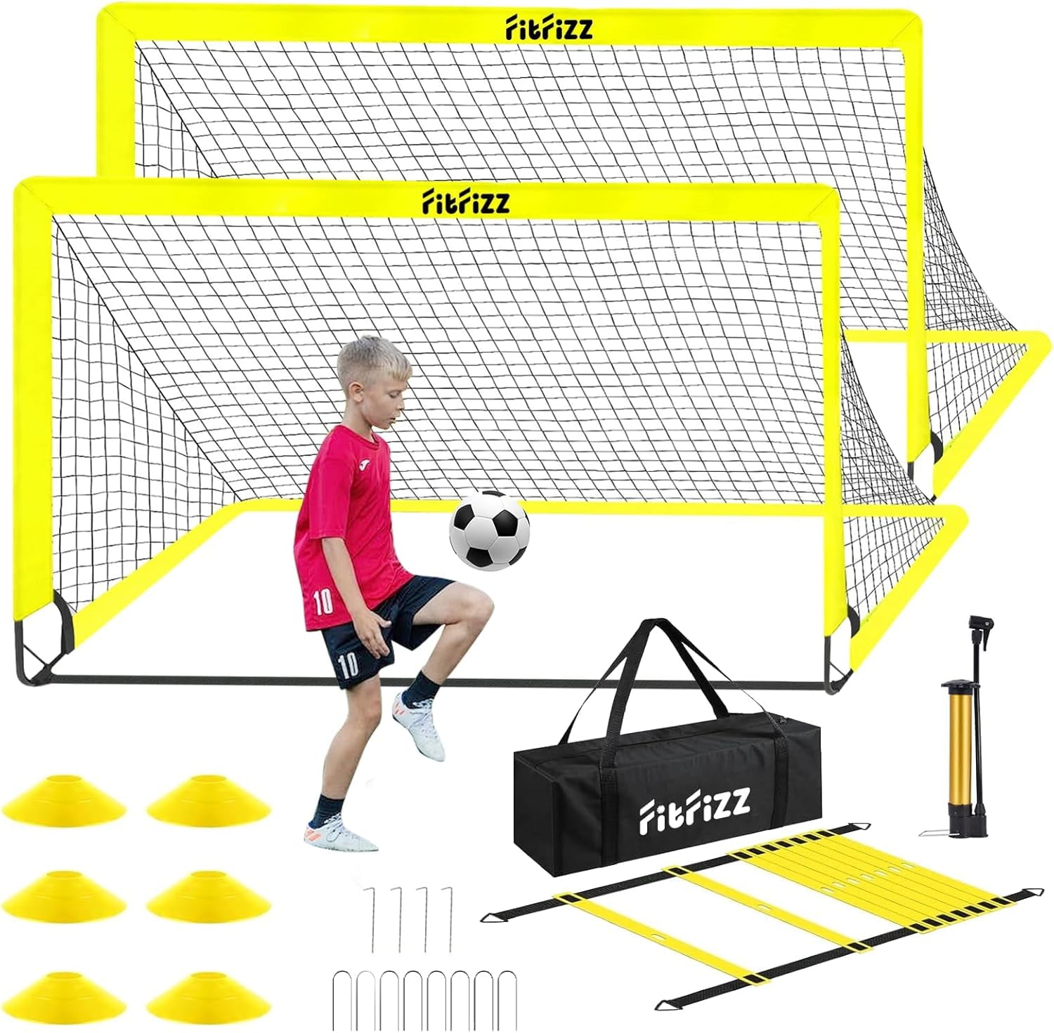 Soccer Goals for Backyard, Soccer Net 2 of 6X4 / 4X3 ft Portable Pop Up ...