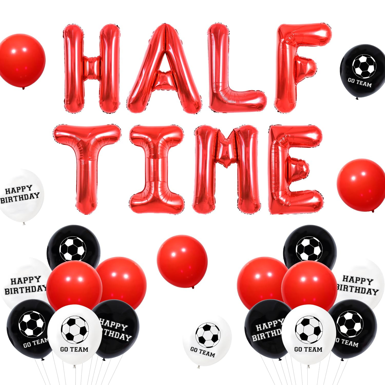 Soccer Half Time Birthday Decorations Red BSL1 Half Time Balloon Banner ...