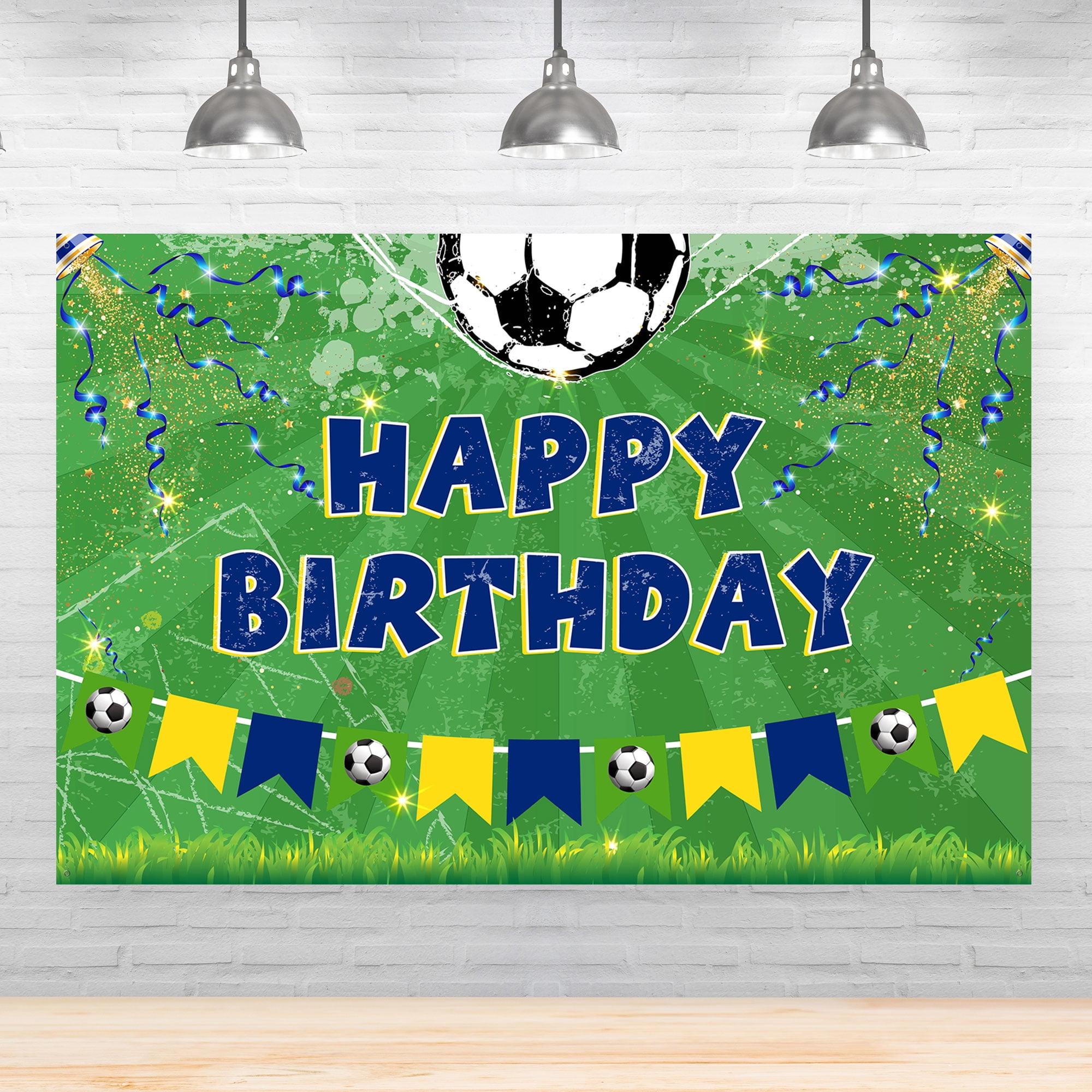 Soccer Happy Birthday Backdrop Banner , Soccer Birthday Photography ...