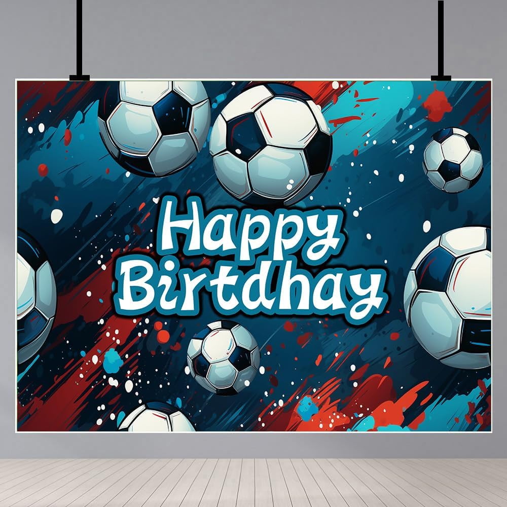 Soccer Happy Birthday Backdrop Soccer Birthday Photography Backdrop ...