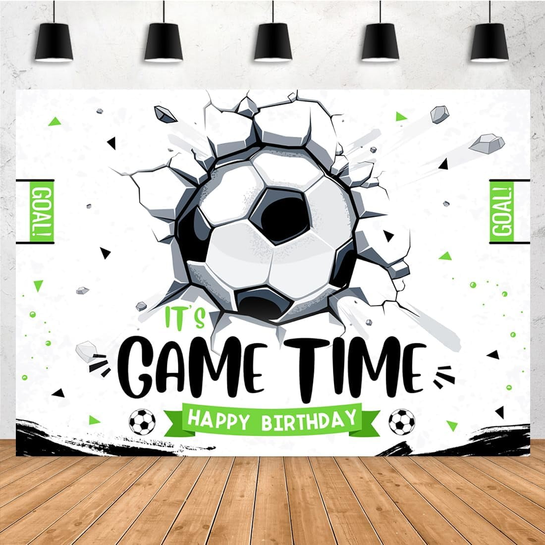 Soccer Happy Birthday Party Backdrop It's Game Time Football Photo ...