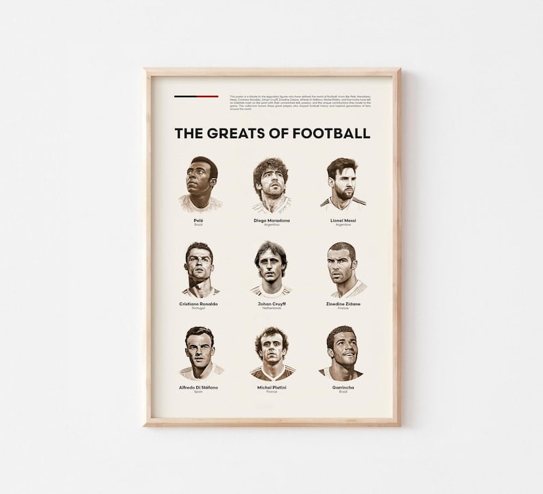 Soccer Legends Poster Greatest Players Tribute Football Wall Art ...