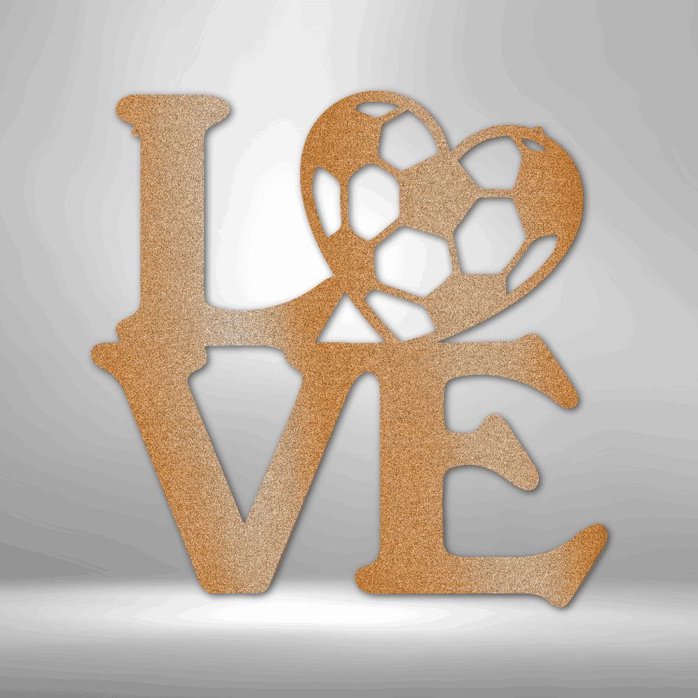 Soccer Love Steel Sign Laser Cut Powder Coated Home & Office Metal Wall ...