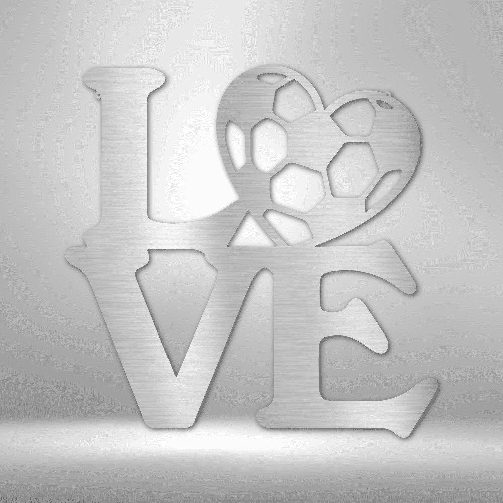 Soccer Love Steel Sign Laser Cut Powder Coated Home & Office Metal Wall ...
