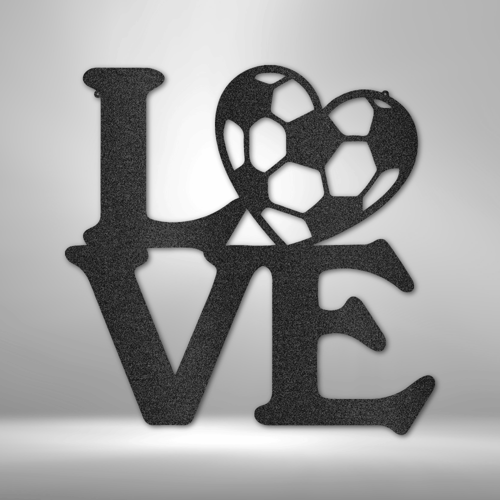 Soccer Love Steel Sign Laser Cut Powder Coated Home & Office Metal Wall ...