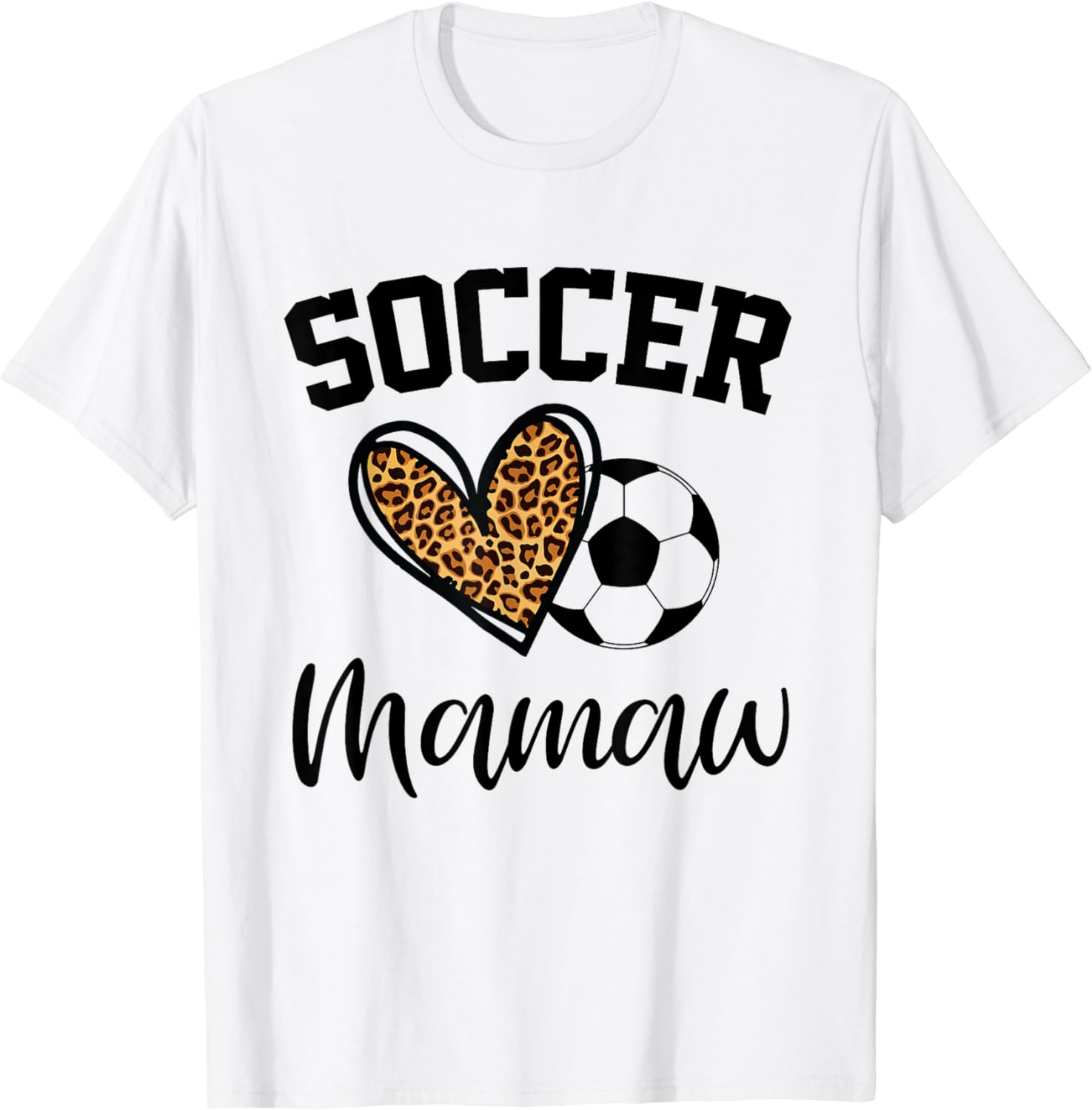 Soccer Mamaw Leopard Heart Funny Mothers Day T-Shirt - Walmart.com