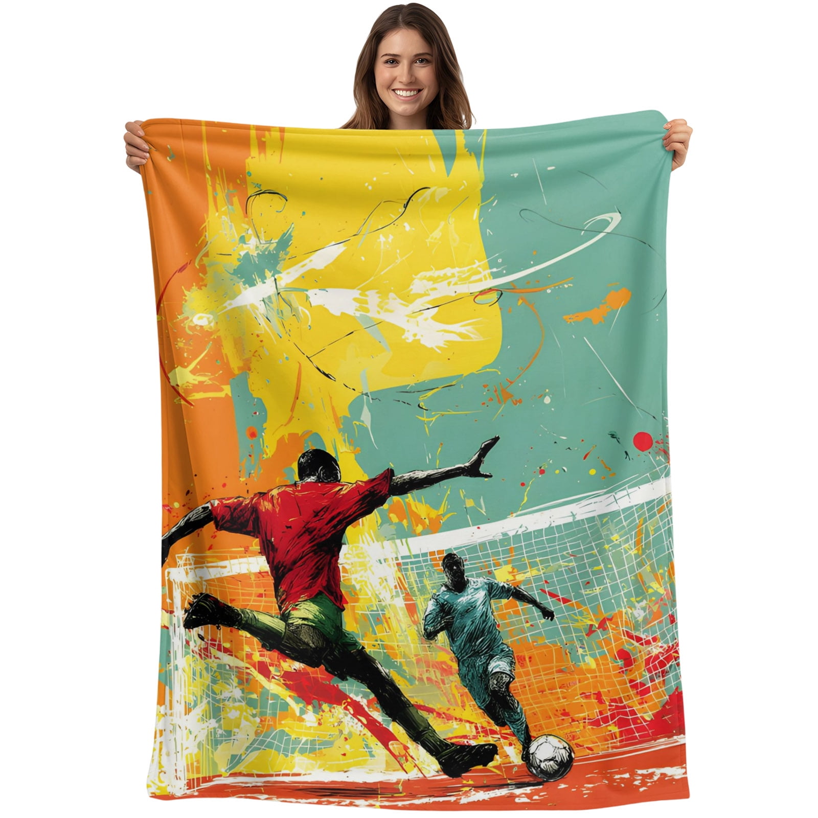 Soccer Match Blanket Soft Cozy Warm Throw Blanket for Couch, Plush ...