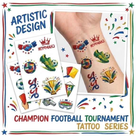 Soccer Match Temporary Tattoos Cartoon Sports Fan Body Stickers for ...