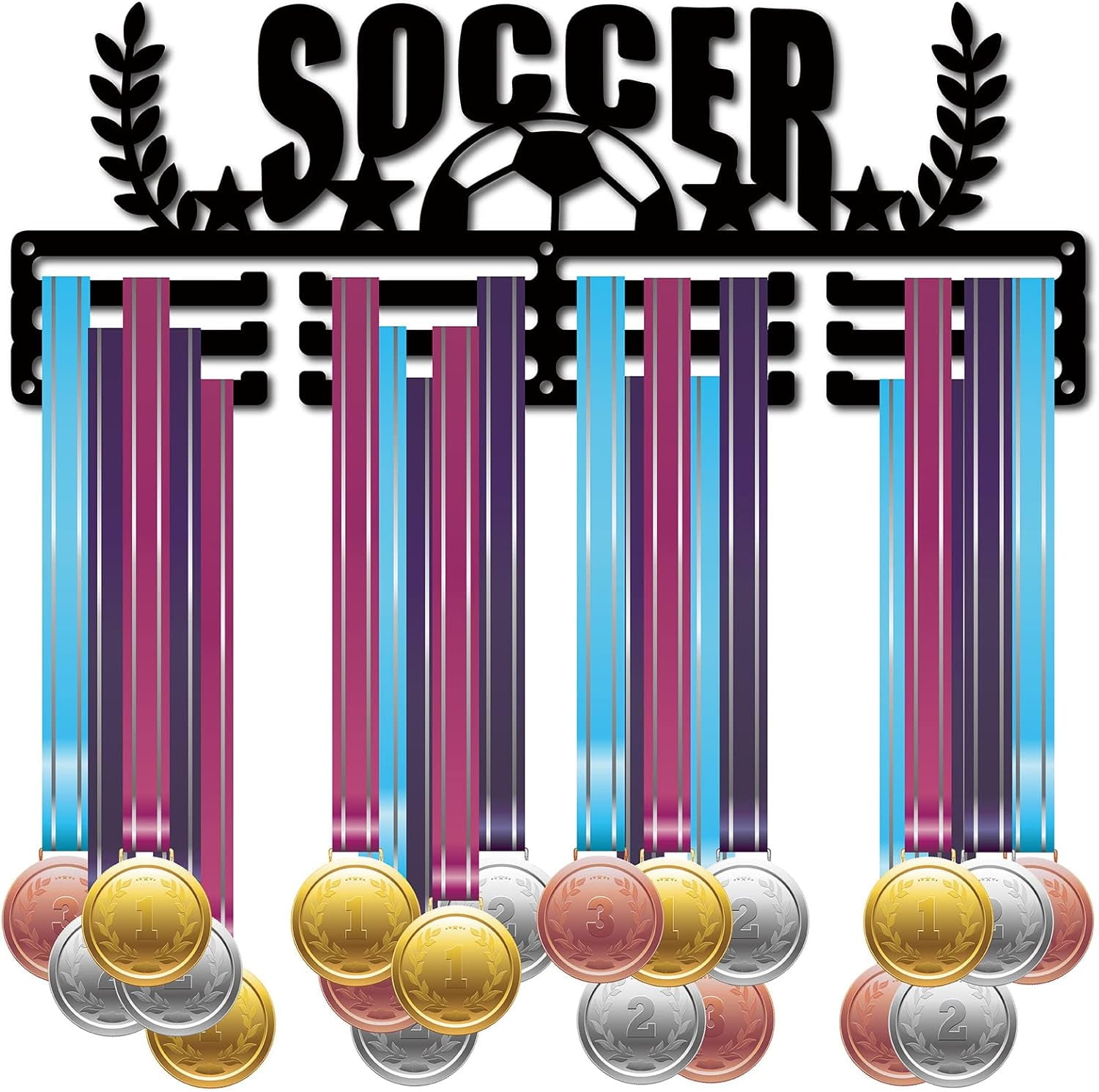 Soccer Medal Hanger Display - Sport Rack Award Metal Lanyard Holder ...