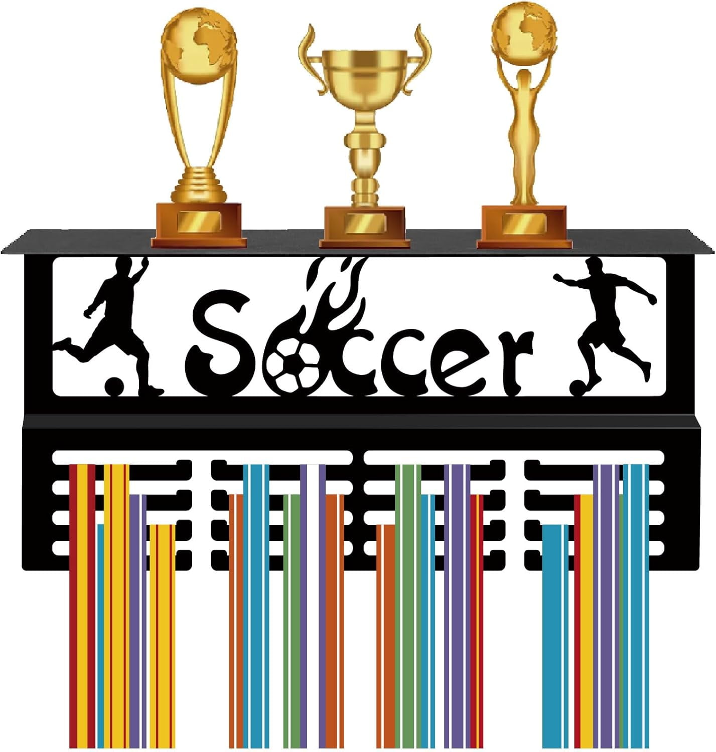 Soccer Medal Hanger Display Trophy Shelf Football Medal Holder with ...