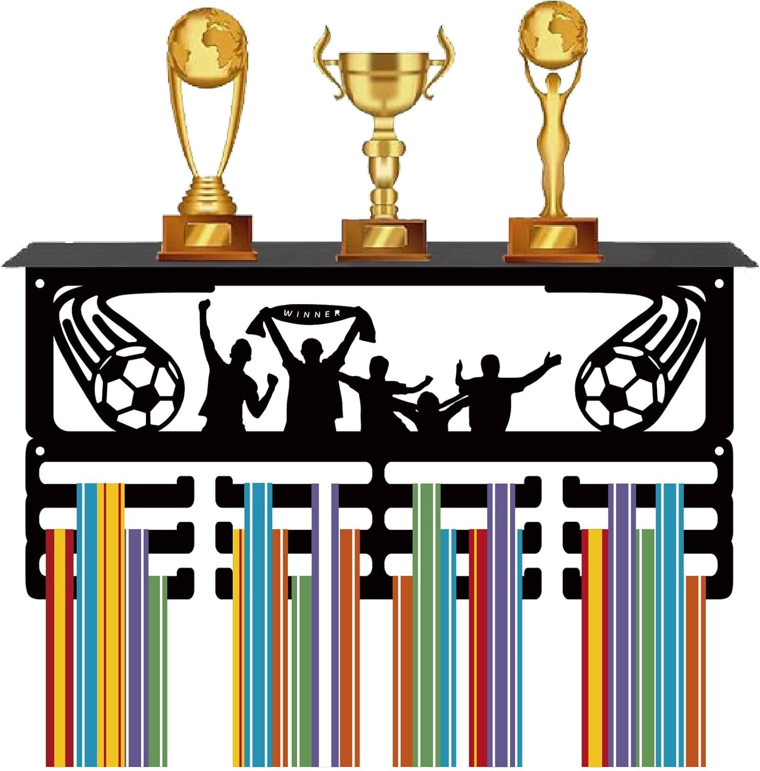 Soccer Medal Hanger Display Trophy Shelf Football Medal Holder with ...
