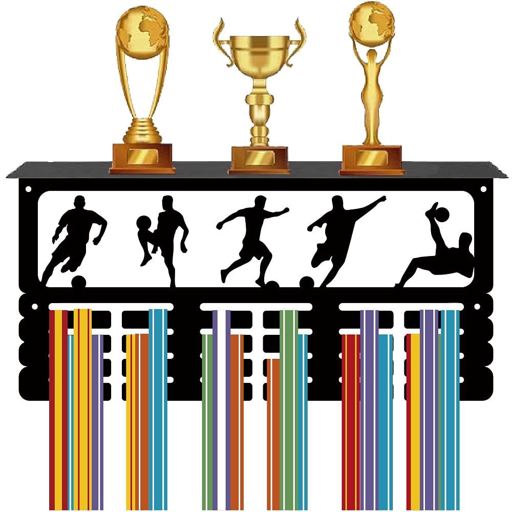 Soccer Medal Hanger Display Trophy Shelf Football Medal Holder with ...