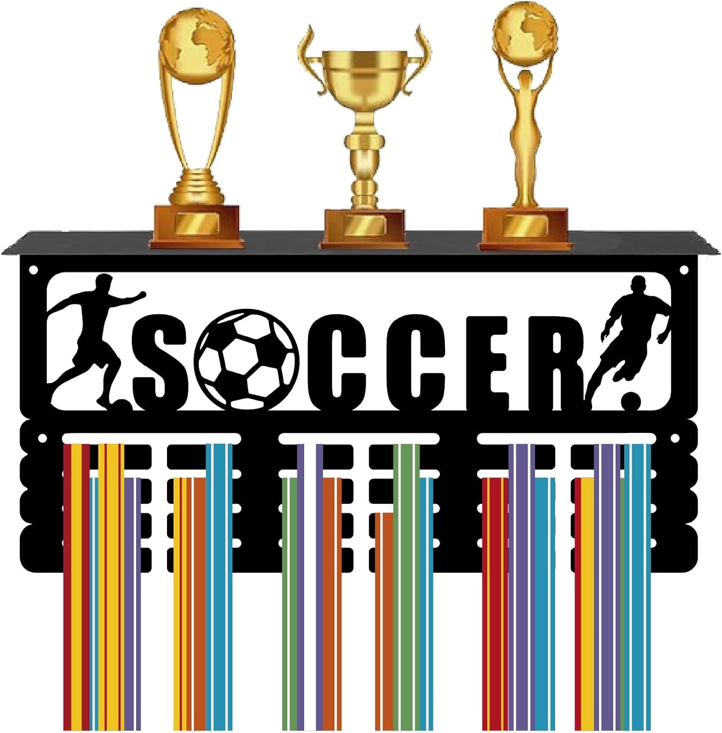 Soccer Medal Hanger Display Trophy Shelf Football Medal Holder with ...