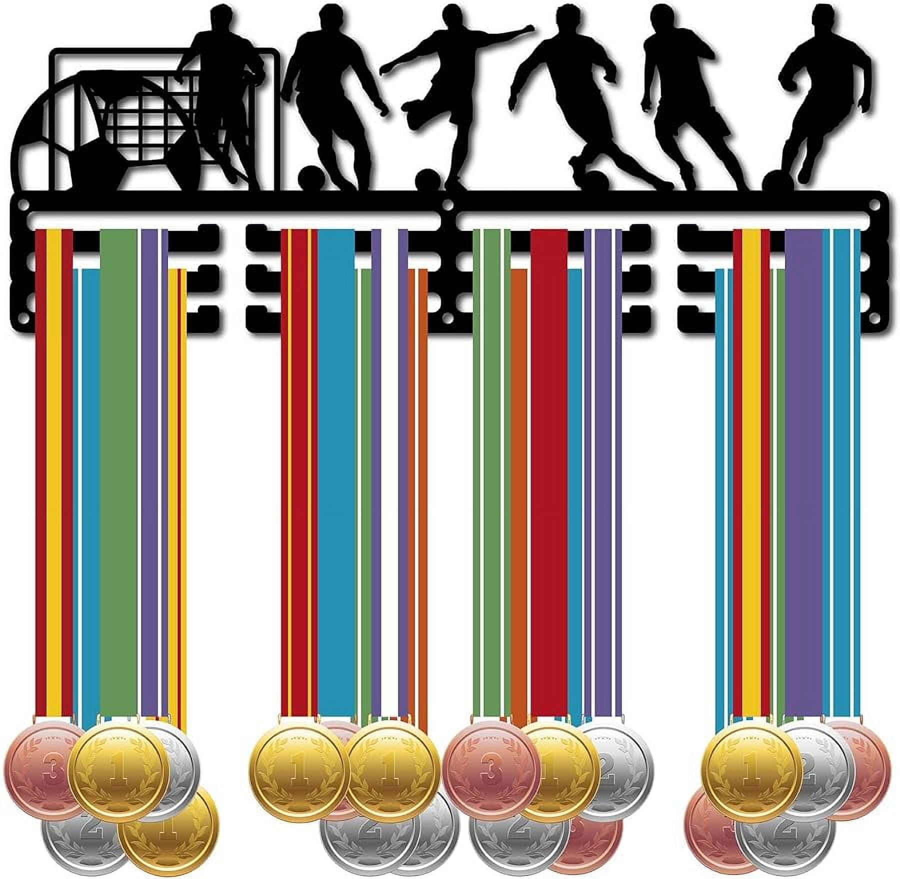 Soccer Medal Holder Display Hanger Black Metal Medal Rack Organizer ...