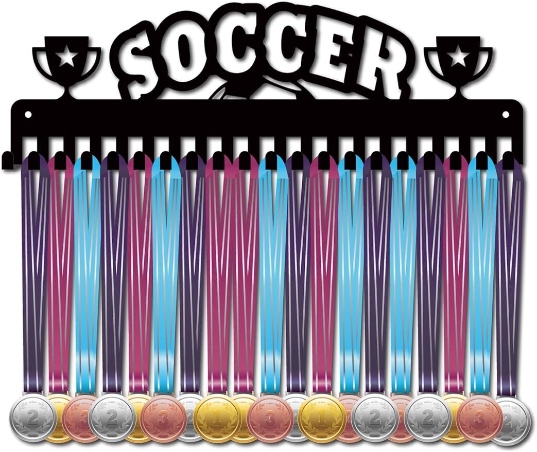 NOBRAND Soccer Medal Rack, Durable Iron Display Hanger, Organized Wall ...