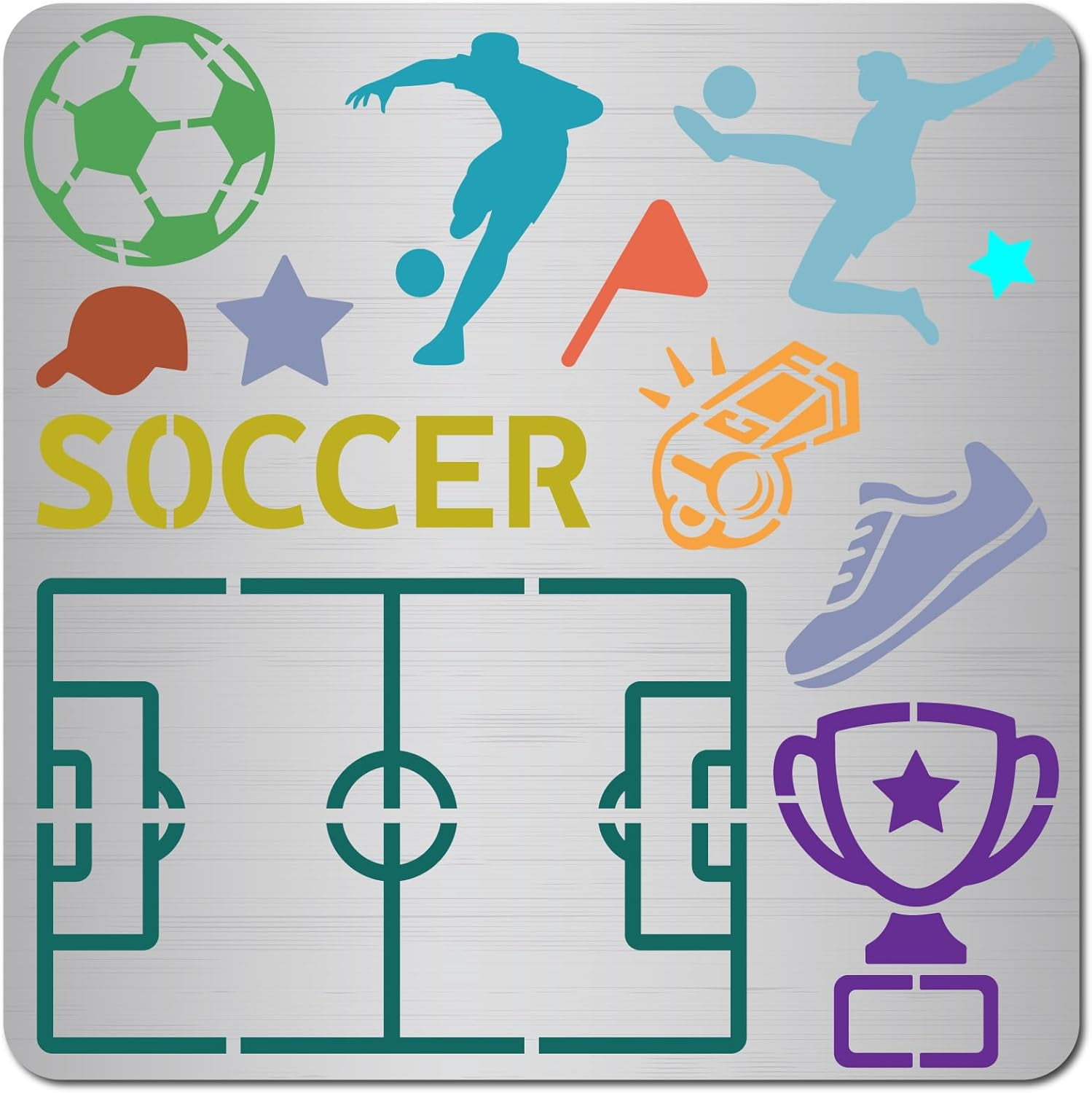 Soccer Metal Stencil Sports Ball Football Troy Goal Athlete Reusable ...