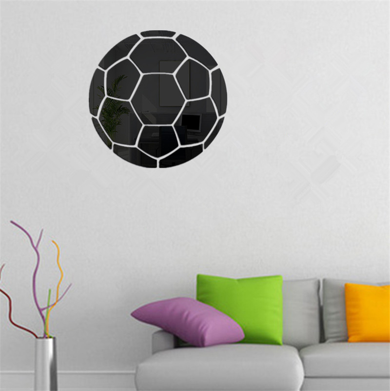Soccer Mirror Wall Decal Acrylic 3D Wall Stickers Boys Girls Room ...