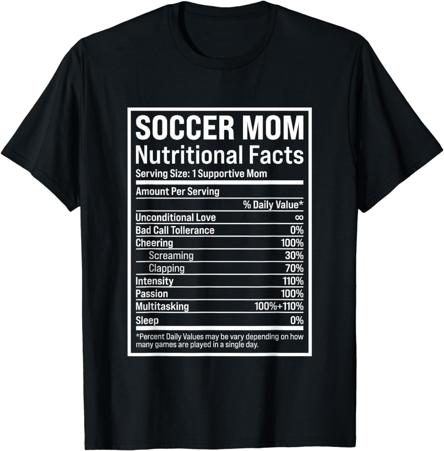 Soccer Mom Ball Mom Nutritional Facts Funny Mothers Day T-Shirt - Walmart.com