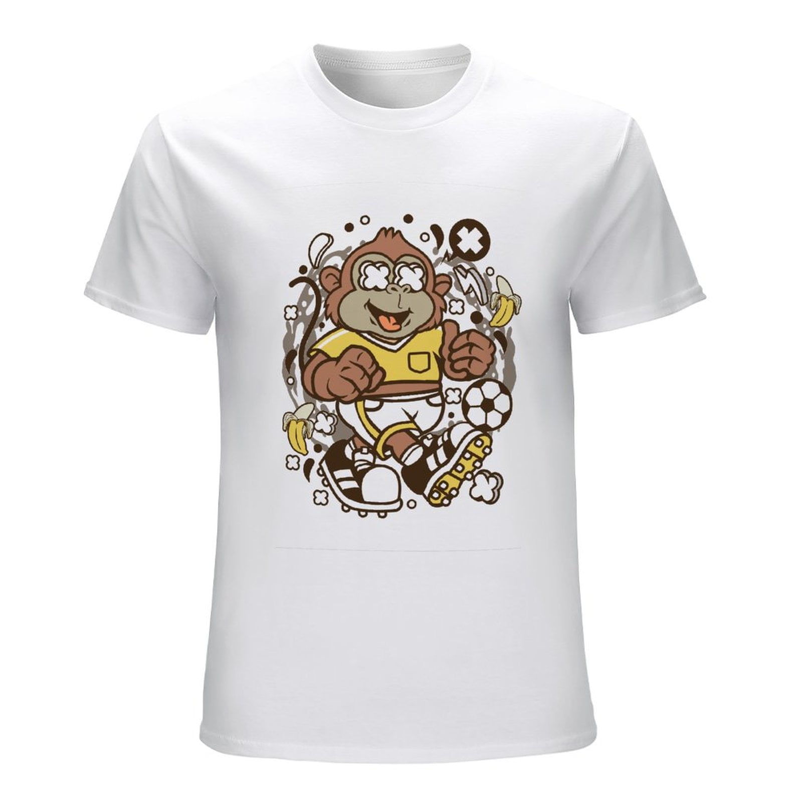 Soccer Monkey Vintage T-shirt Mens Cotton Classic Crewneck Short Sleeve ...