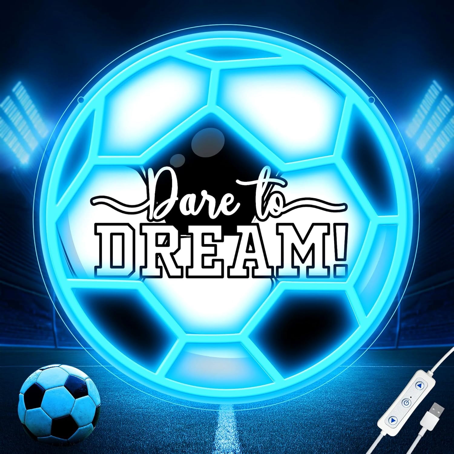 Soccer Neon Sign, Dare to Dream Neon Signs for Wall Decor, Football LED ...