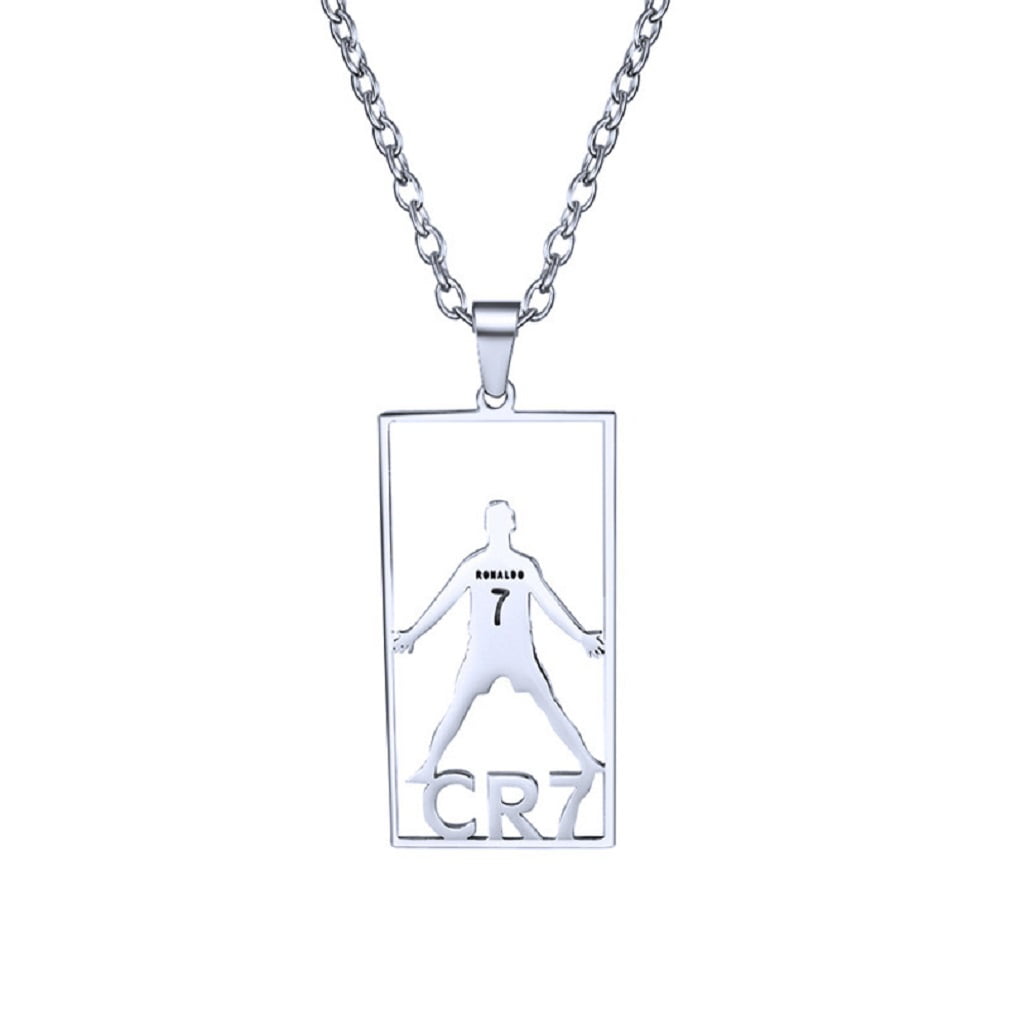 Soccer Number 7 Necklace for Men, Hip Hop Soccer Tag Necklace, Silver ...