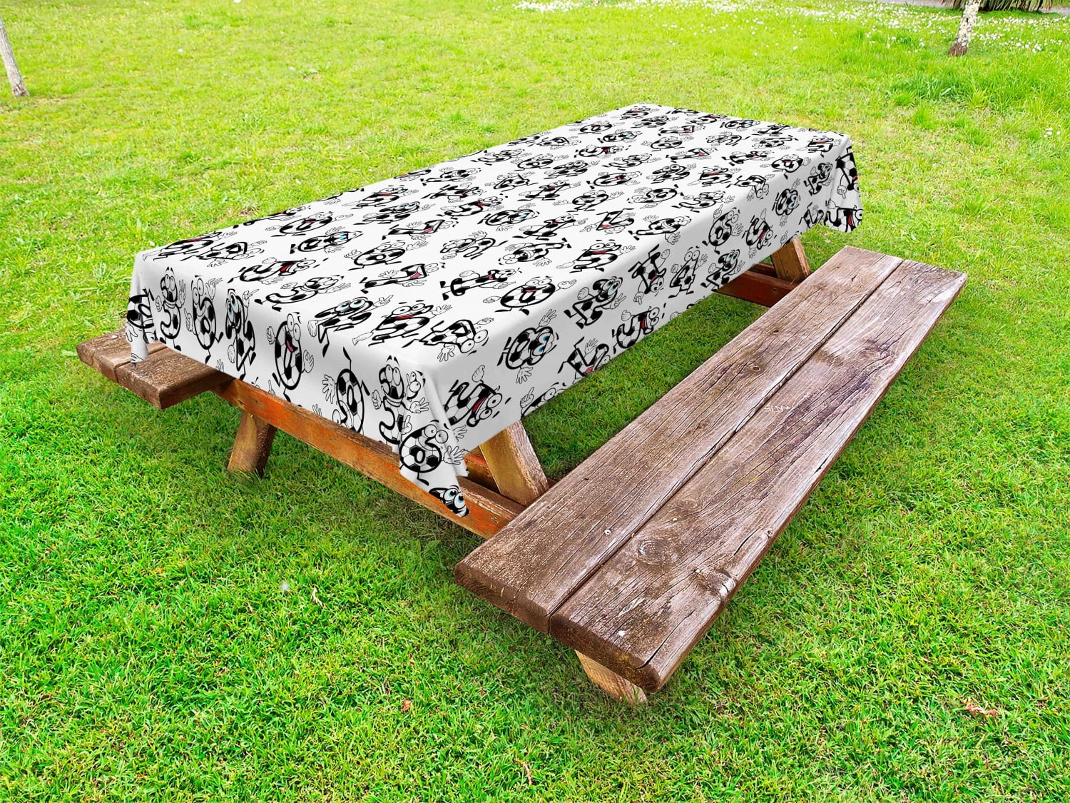Soccer Outdoor Tablecloth, Cartoon Funny Football Numbers Pattern of ...
