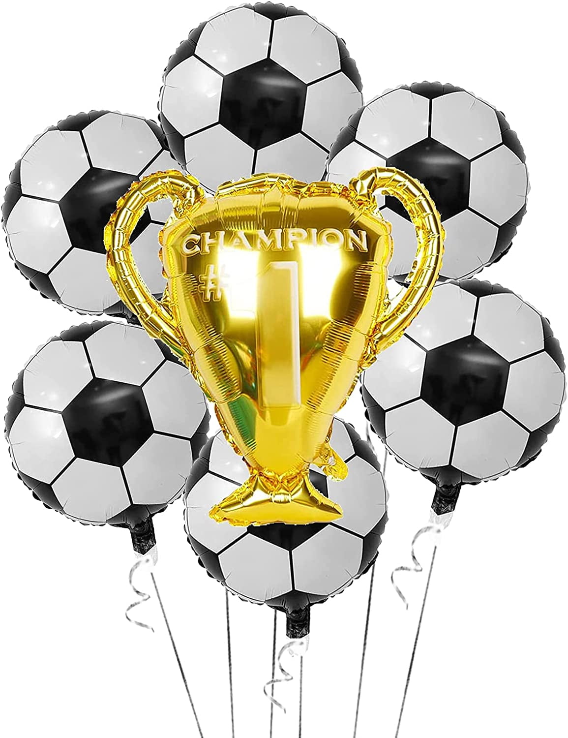Soccer Party Balloons Set, 7pcs Championship Trophy Balloon and Soccer ...