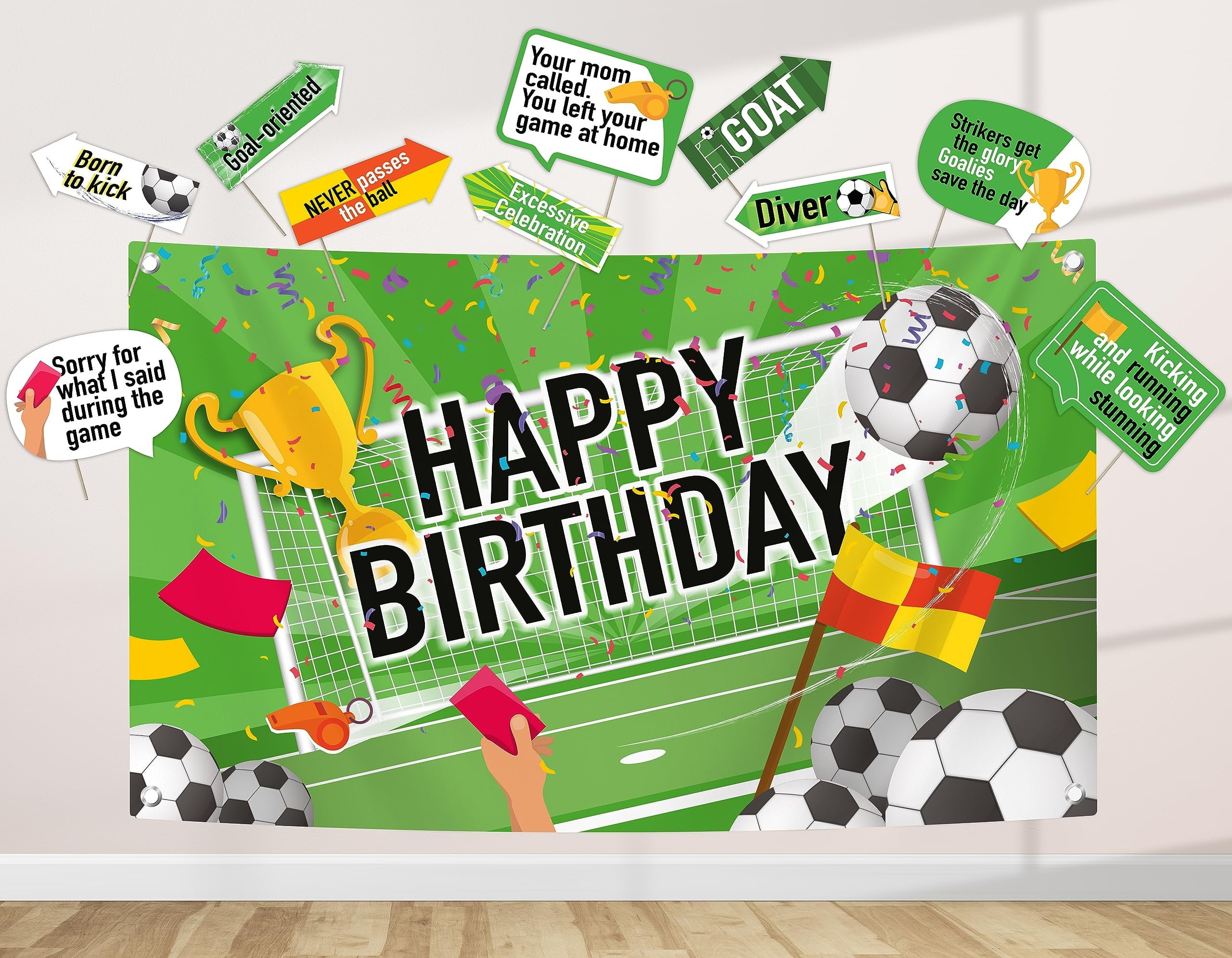 Soccer Party Decoration Kit - Includes Photography Backdrop & 10 Studio ...