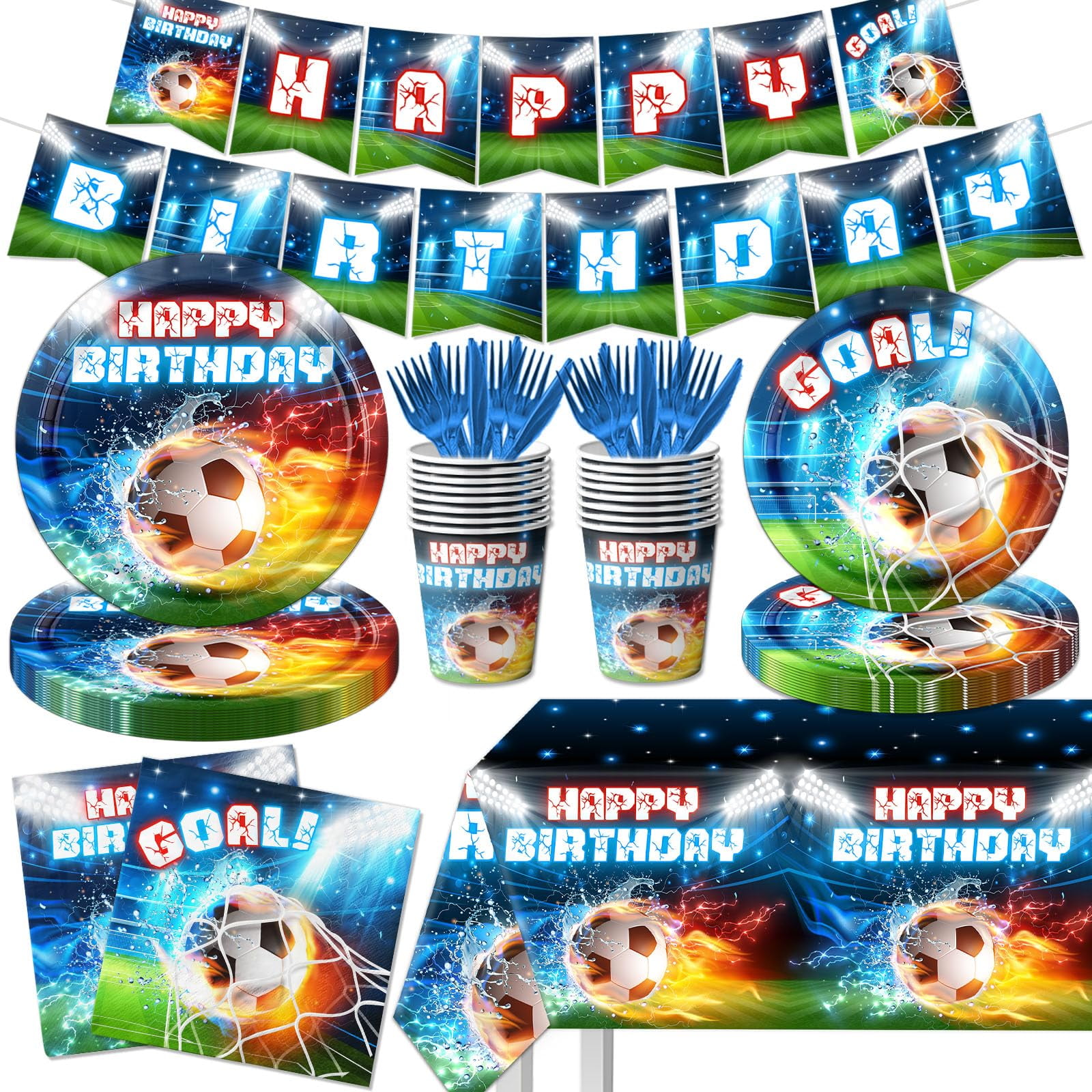 Soccer Party Decorations, 142Pcs IFF17 Soccer Birthday Party Supplies ...
