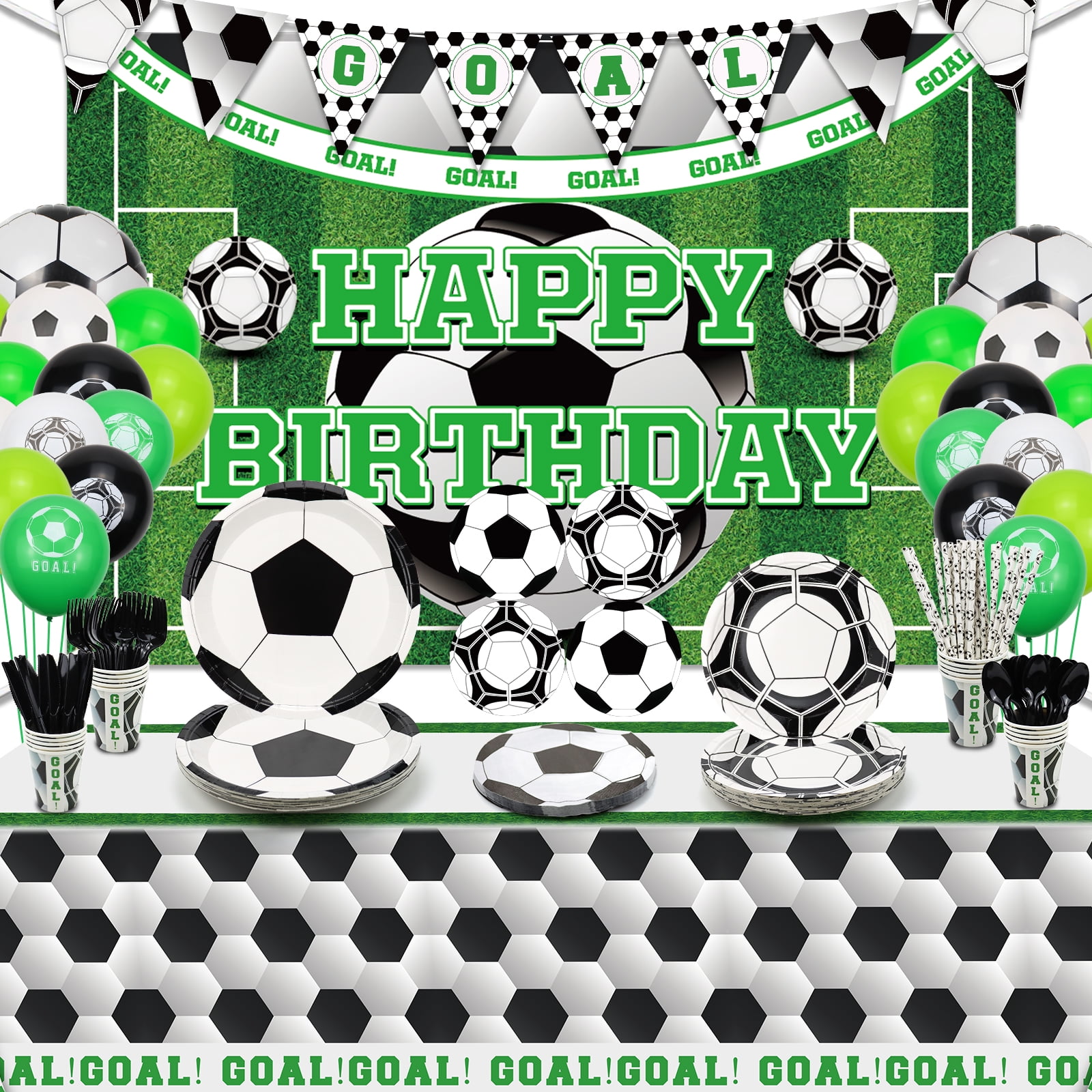 Walmart Soccer Birthday Decorations Paper Kit: Plates, Cups, Tableware ...