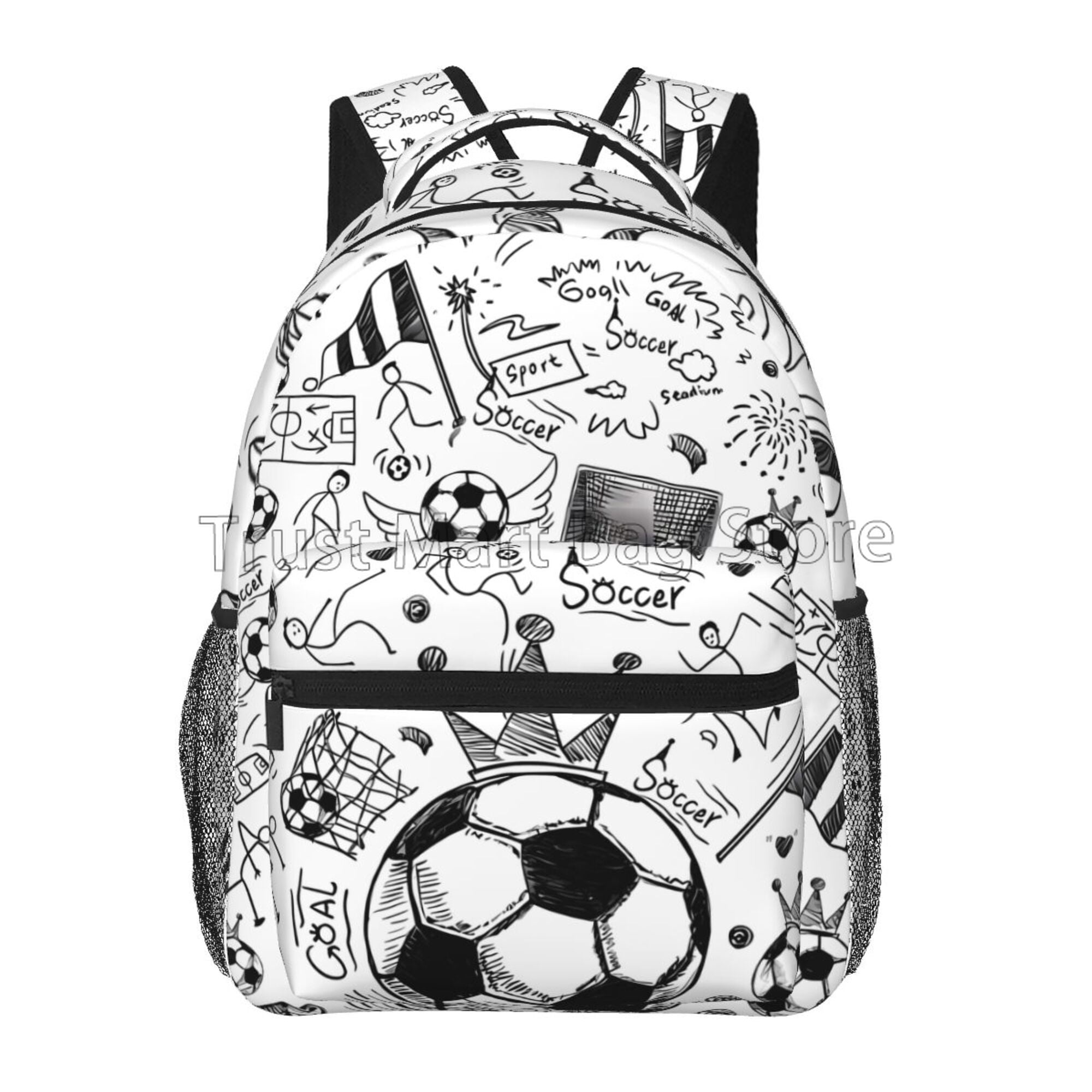 Soccer Pattern Backpacks Sport Football Travel Bag Unisex Casual Laptop ...