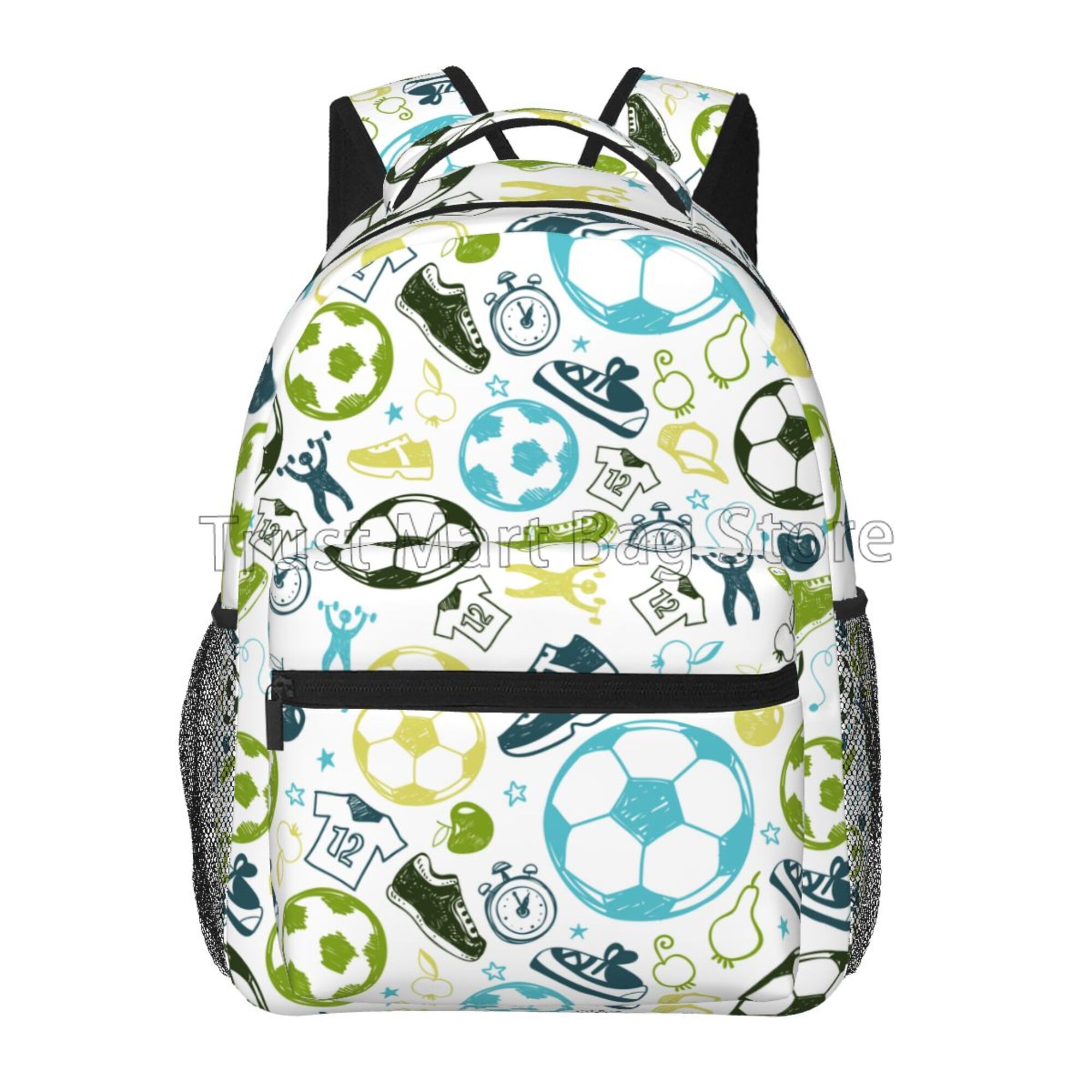 Soccer Pattern Backpacks Sport Football Travel Bag Unisex Casual Laptop ...