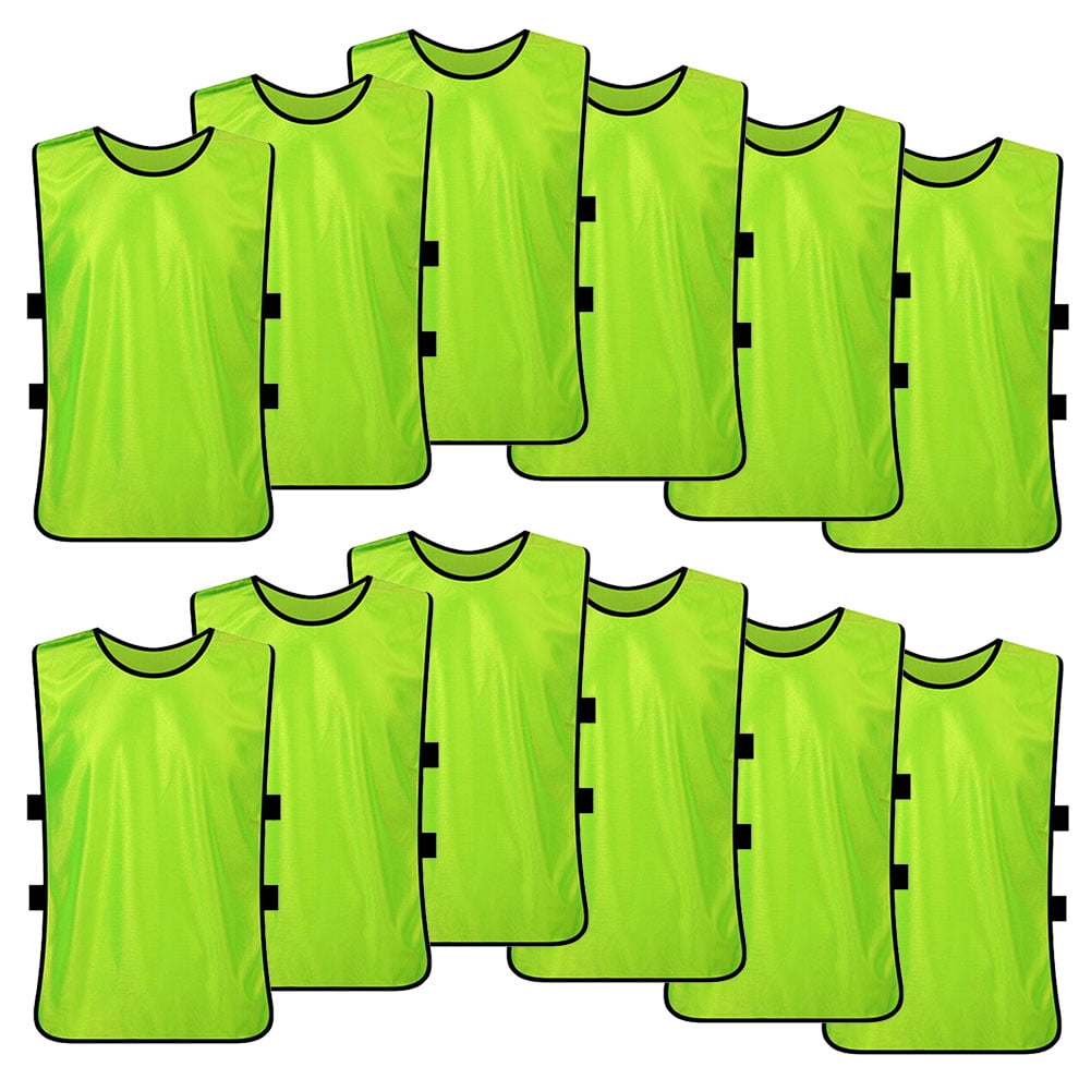 Soccer Pinnies Scrimmage Vests (12 Pack) Sports Jersey for Youth Adult ...