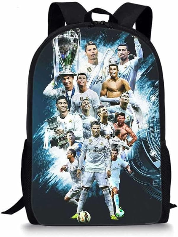 Soccer Player Cristiano Ronaldo Backpack,CR7 Lightweight Canvas Bookbag ...
