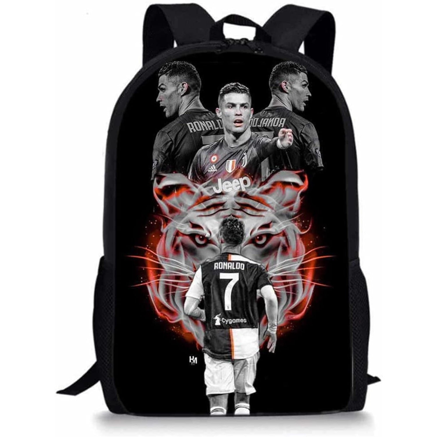 Soccer Player Cristiano Ronaldo Backpack,CR7 Lightweight Canvas Bookbag ...